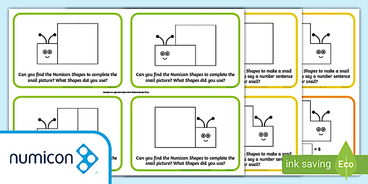 👉 Numicon Shape Snails Number Bonds of 5 Activity